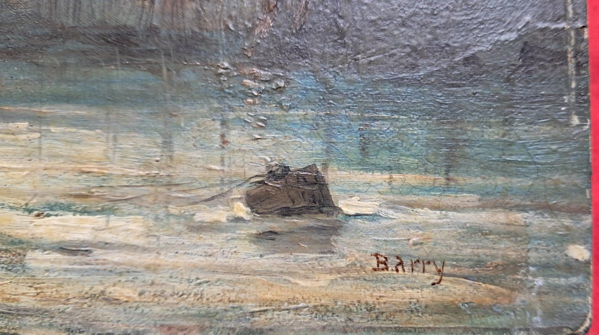 Proantic: Marine Oil François Pierre Barry 19th Century Port Boats Mar