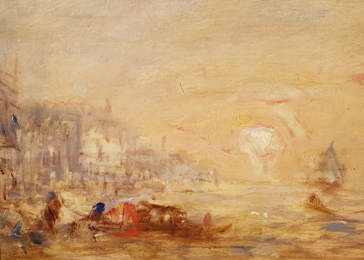 Proantic: Felix Ziem - Oil On Panel - C.o.a - Venice, Setting Sun