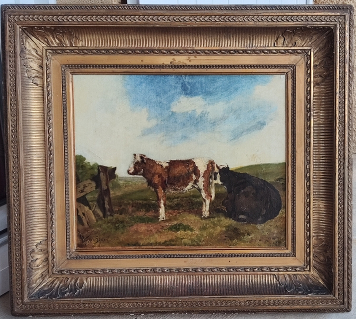 Proantic: François Simon 1818-1896 - Large Barbizon Canvas - View Of A