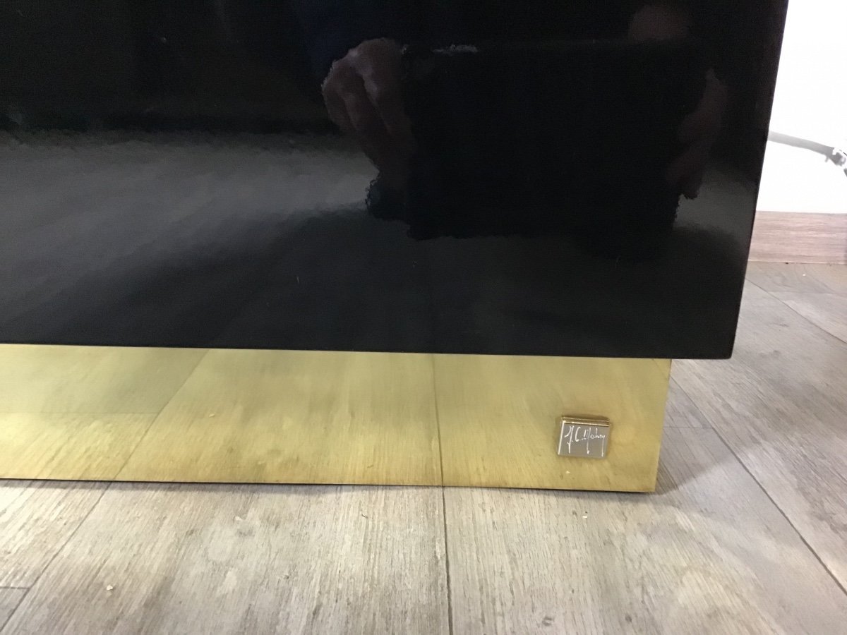 Proantic: Jean Claude MAHEY Enfilade Laquée Noir Et Laiton Signée é