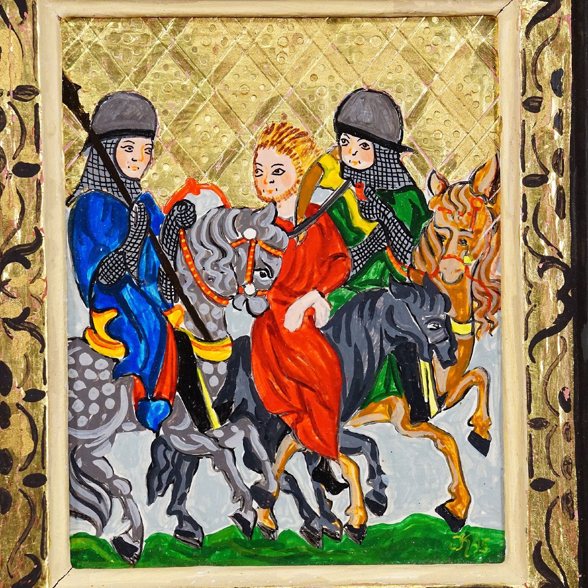 Proantic: Set Of Six Ancient Paintings Scenes Of Minstrels Taken From