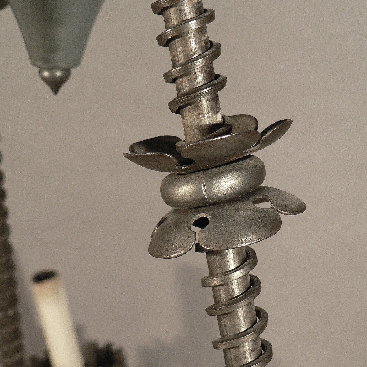 Proantic: Antique Hand Forged Iron Candle Chandelier From A German Cas