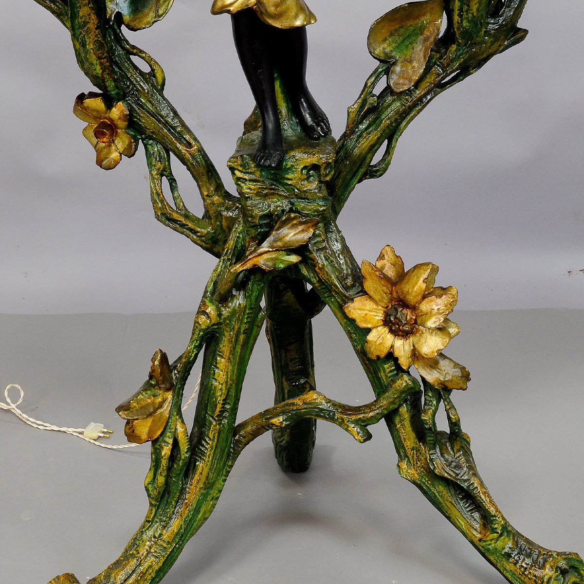 Proantic: 19th Century Venetian Fantasy Side Table With Fairy Tale Elf
