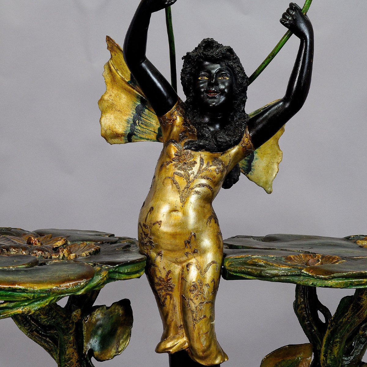 Proantic: 19th Century Venetian Fantasy Side Table With Fairy Tale Elf