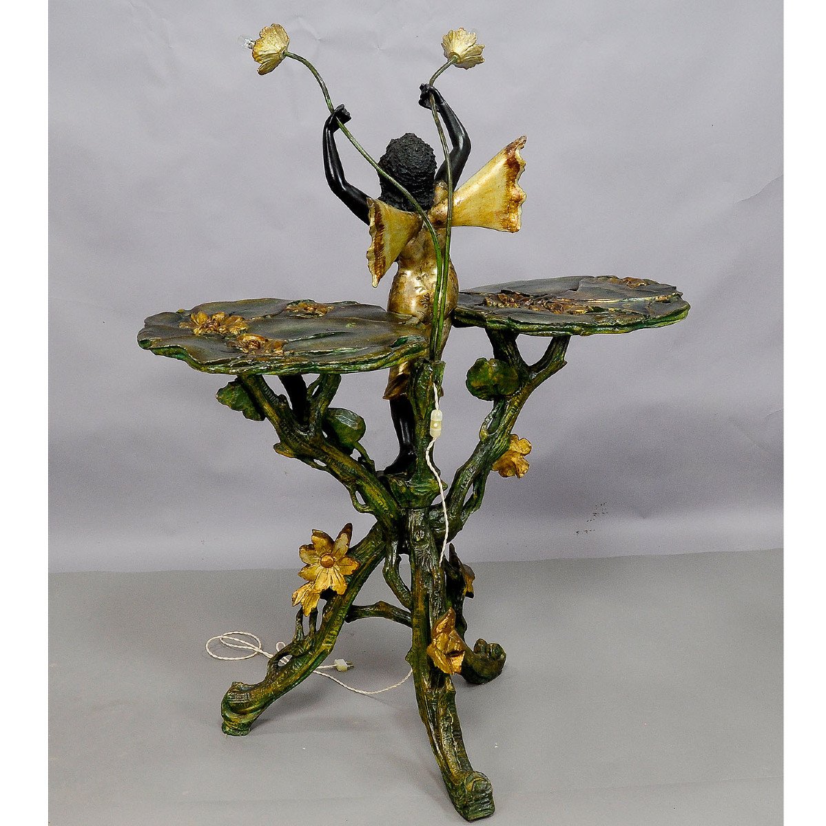 Proantic: 19th Century Venetian Fantasy Side Table With Fairy Tale Elf