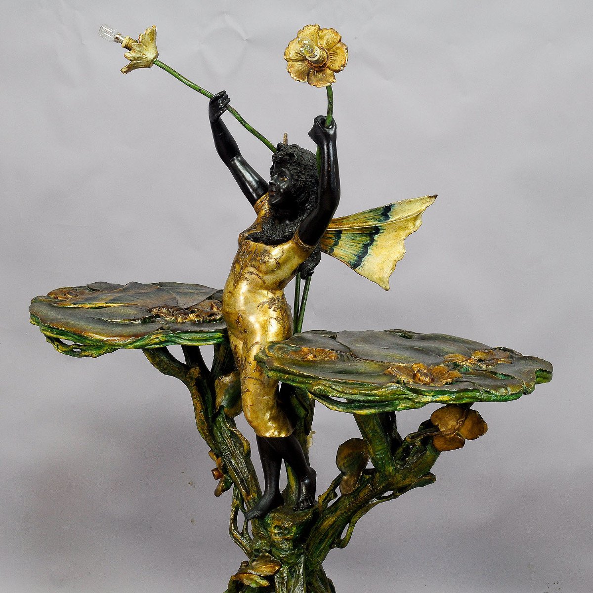 Proantic: 19th Century Venetian Fantasy Side Table With Fairy Tale Elf
