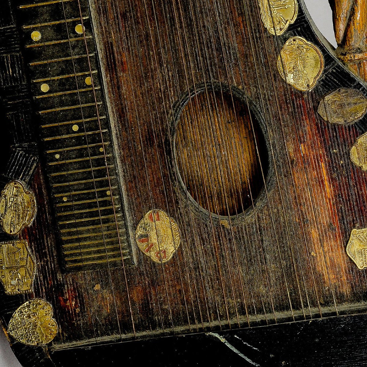 Proantic: Cithare d'Art Populaire Faite De Bâtons d'Allumettes Par Un