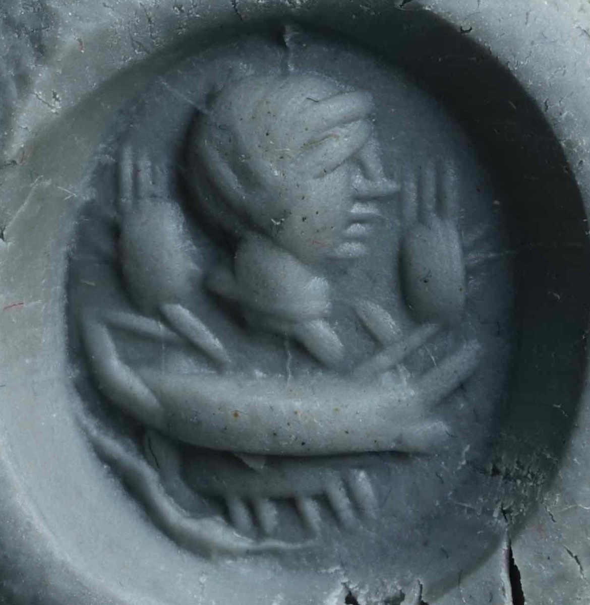 Proantic: Roman Intaglio: Head Of A Man, Two Ears Of Whea, A Galley