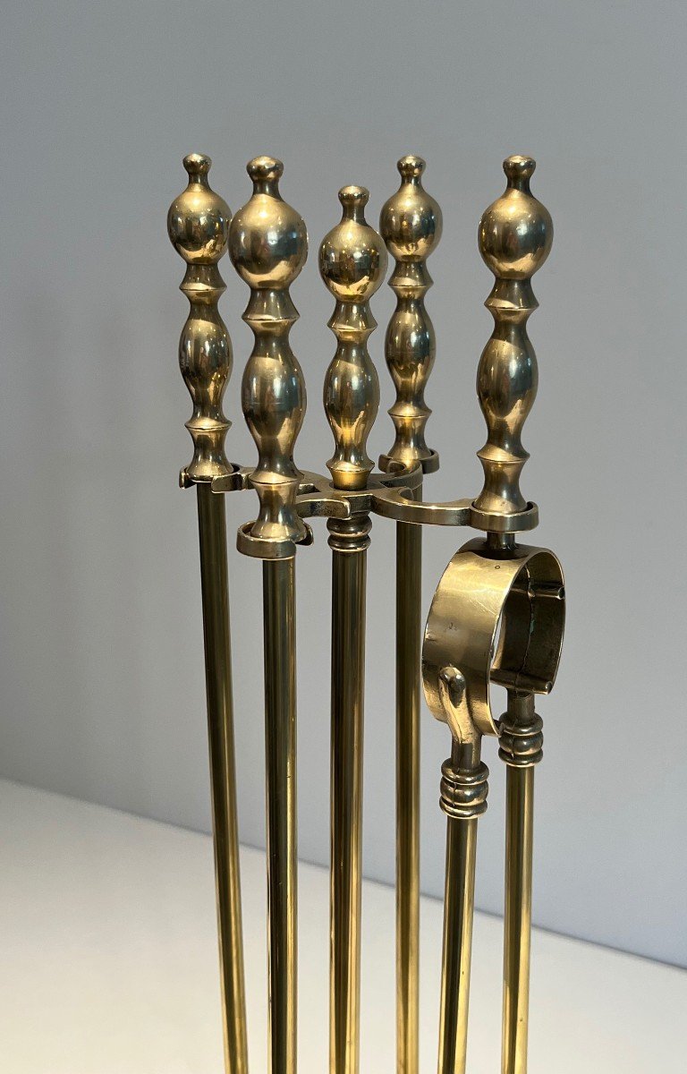 Proantic: Neoclassical Style Brass Fireplace Tools. French. Circa 1970