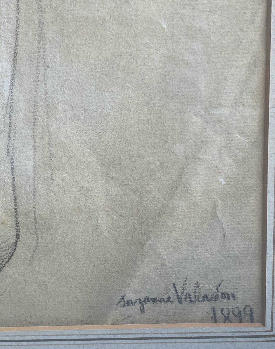 Proantic: Suzanne Valadon 1889 Portrait Au Crayon Et Fusain Sur Pa