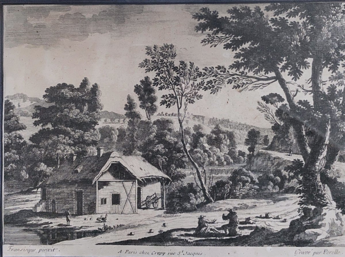 Proantic: Landscape Print By Francisque Millet And Gabriel Perelle 160