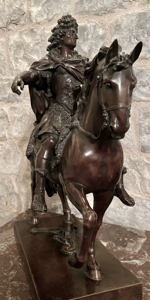 Proantic: Statue Equestre En Bronze De Louis XIV fonte ancienne