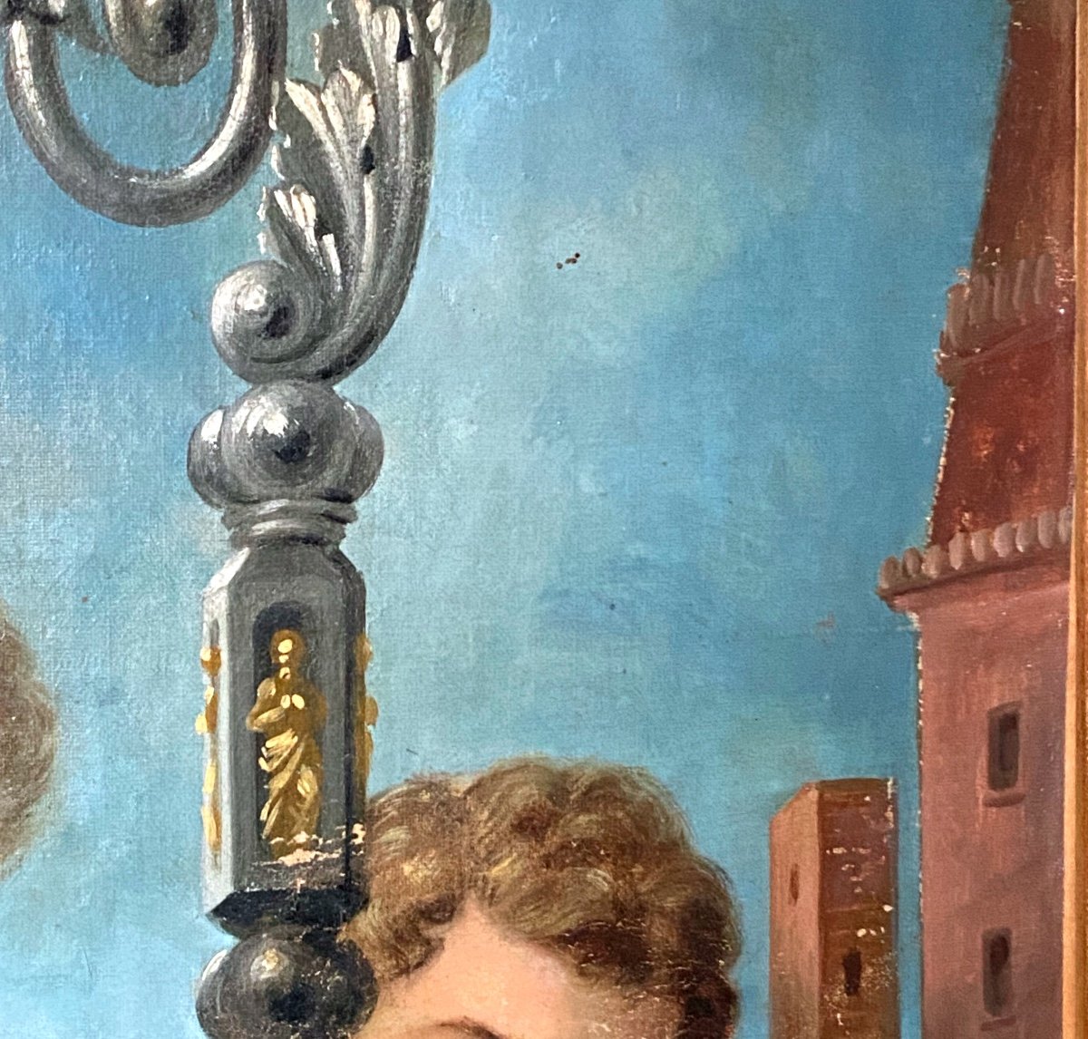 Proantic: Tableau d'Un Saint Evêque Avec Des Anges Du XVIII ème T