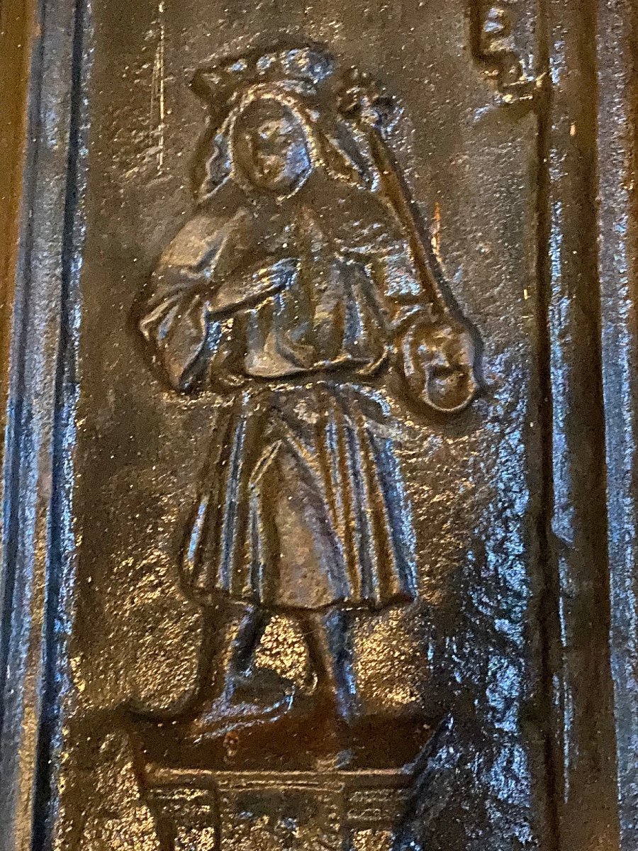 Large Cast Iron Fireplace Plate 18th Medieval Style 113 X 65 Cm