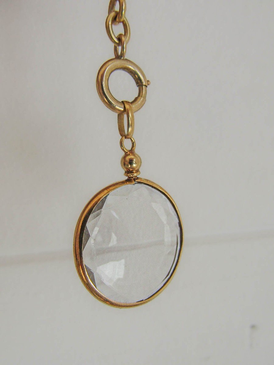 Proantic: 18k Gold Beveled Glass Shaker Locket, Antique French Screw T