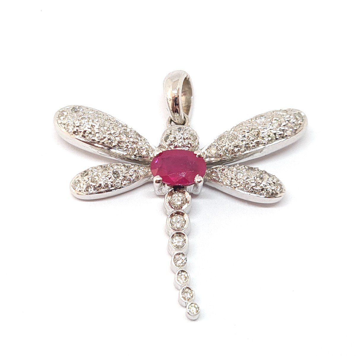 Dragonfly Ruby Diamonds 18 Carats White Gold Pendant - pendants and ...