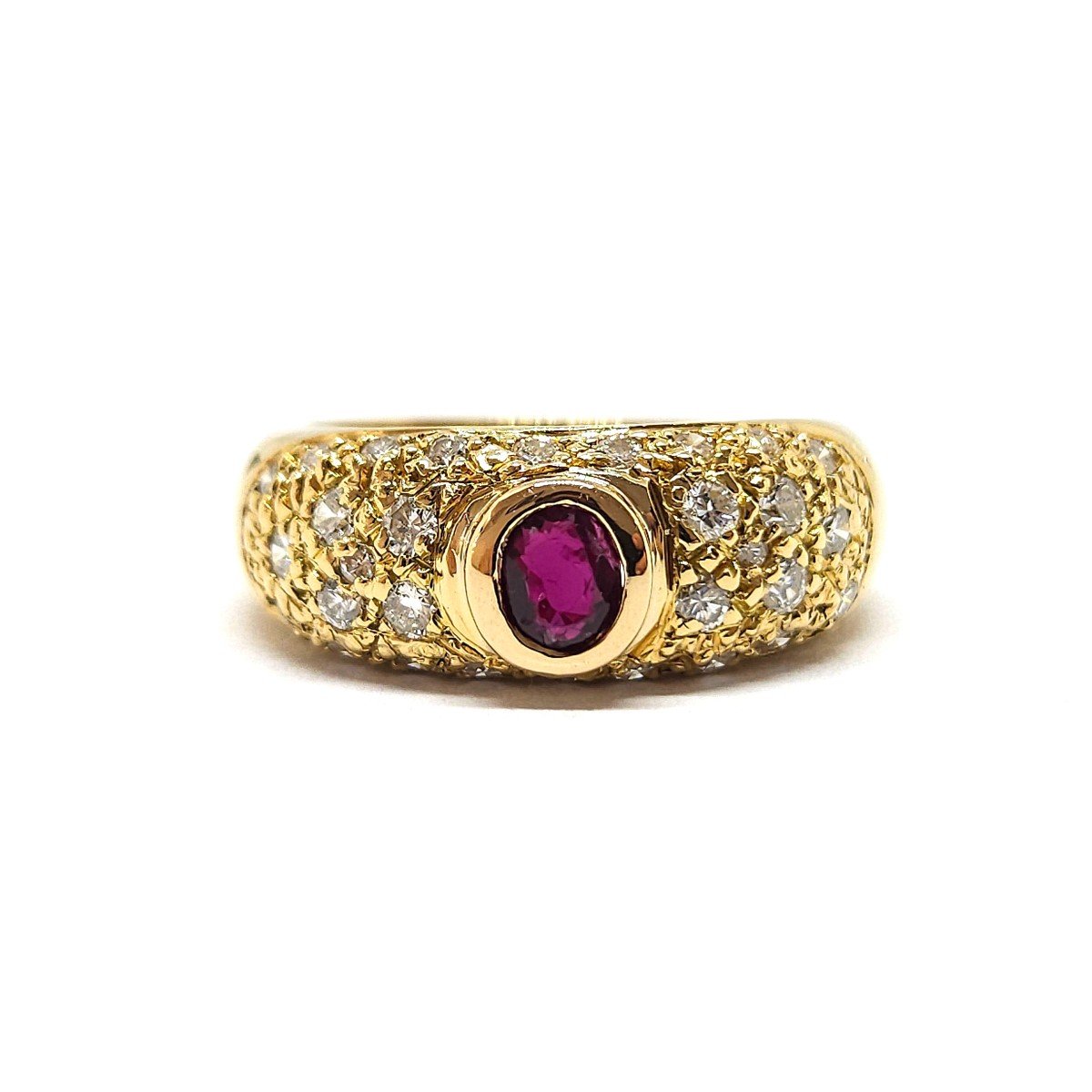 Proantic: Vintage Ruby Diamonds 18k Yellow Gold Ring