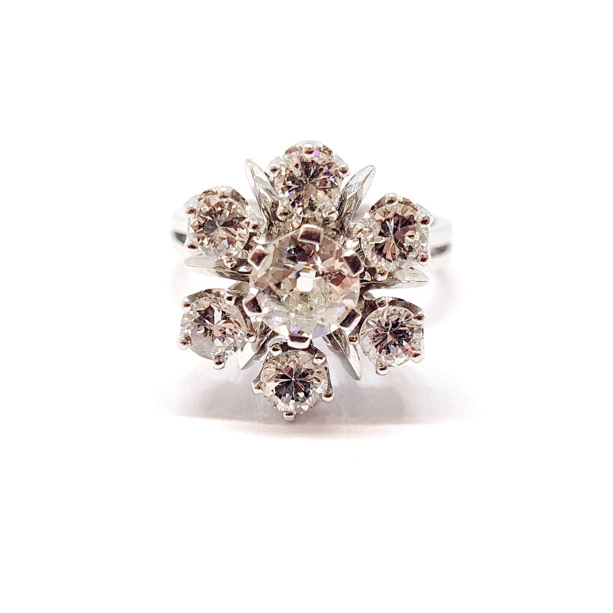 Old 18k White Gold Diamond Ring