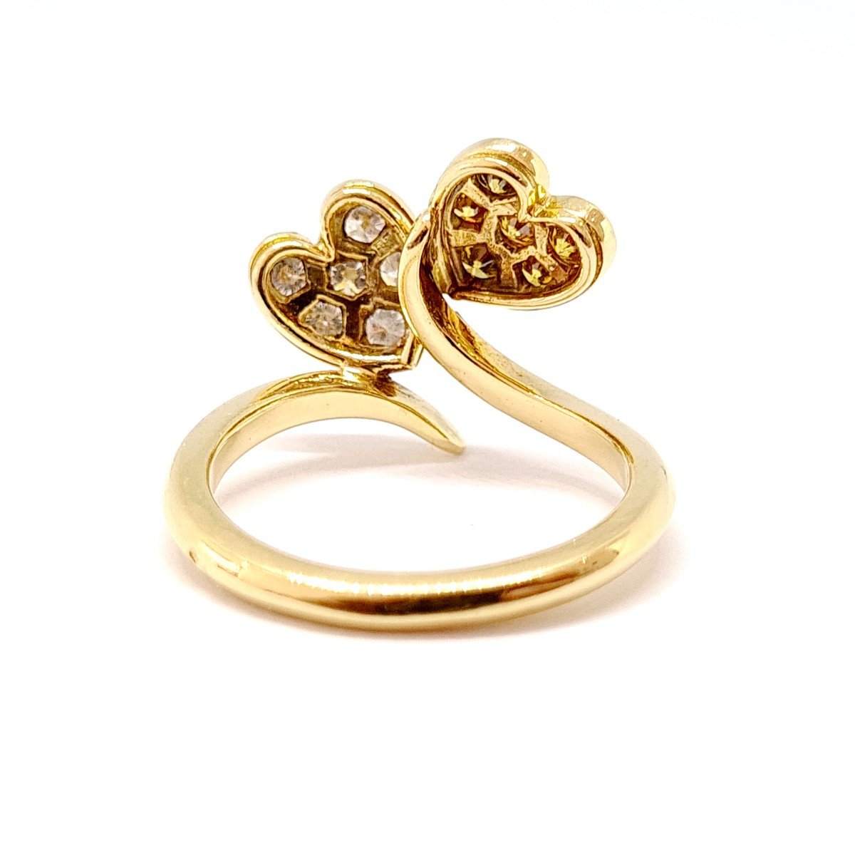Toi & Moi Hearts 18k Yellow Gold Diamond Ring - rings
