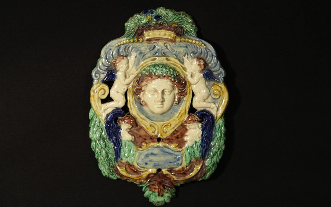 Proantic: Paire d'Impostes, Barbotine, Ecole De Tours XIXème