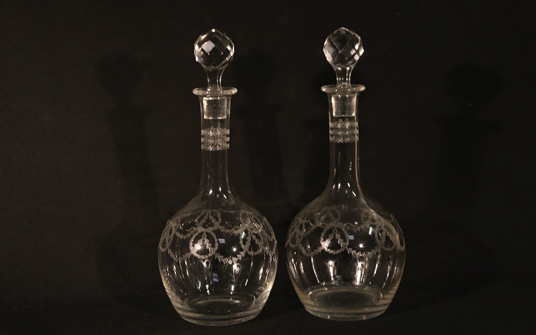 Proantic: Paire De Carafes En Cristal, Fin Du XIXème Siècle