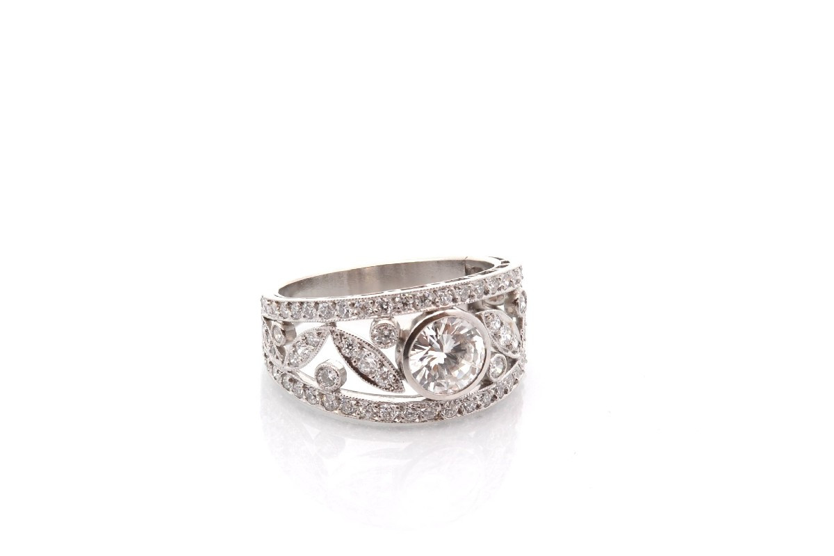 Proantic: 0.75ct H/si2 Diamond Ring In Platinum