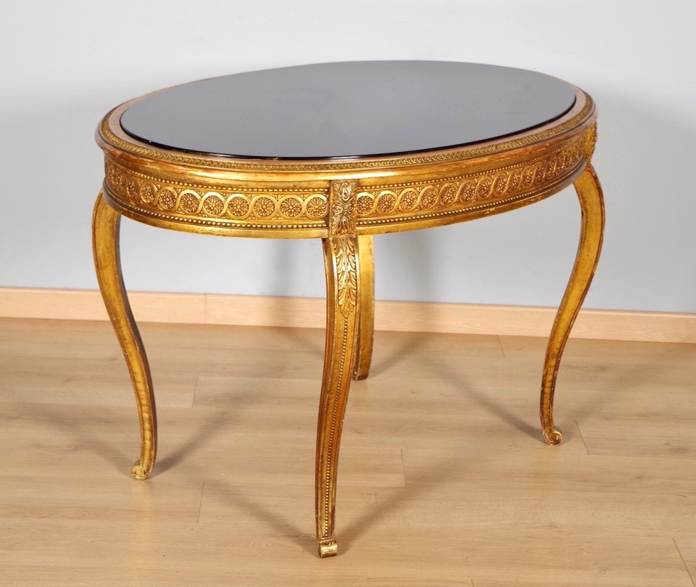 Proantic: Transition-style Side Table In Gilded Wood, Circa 1880