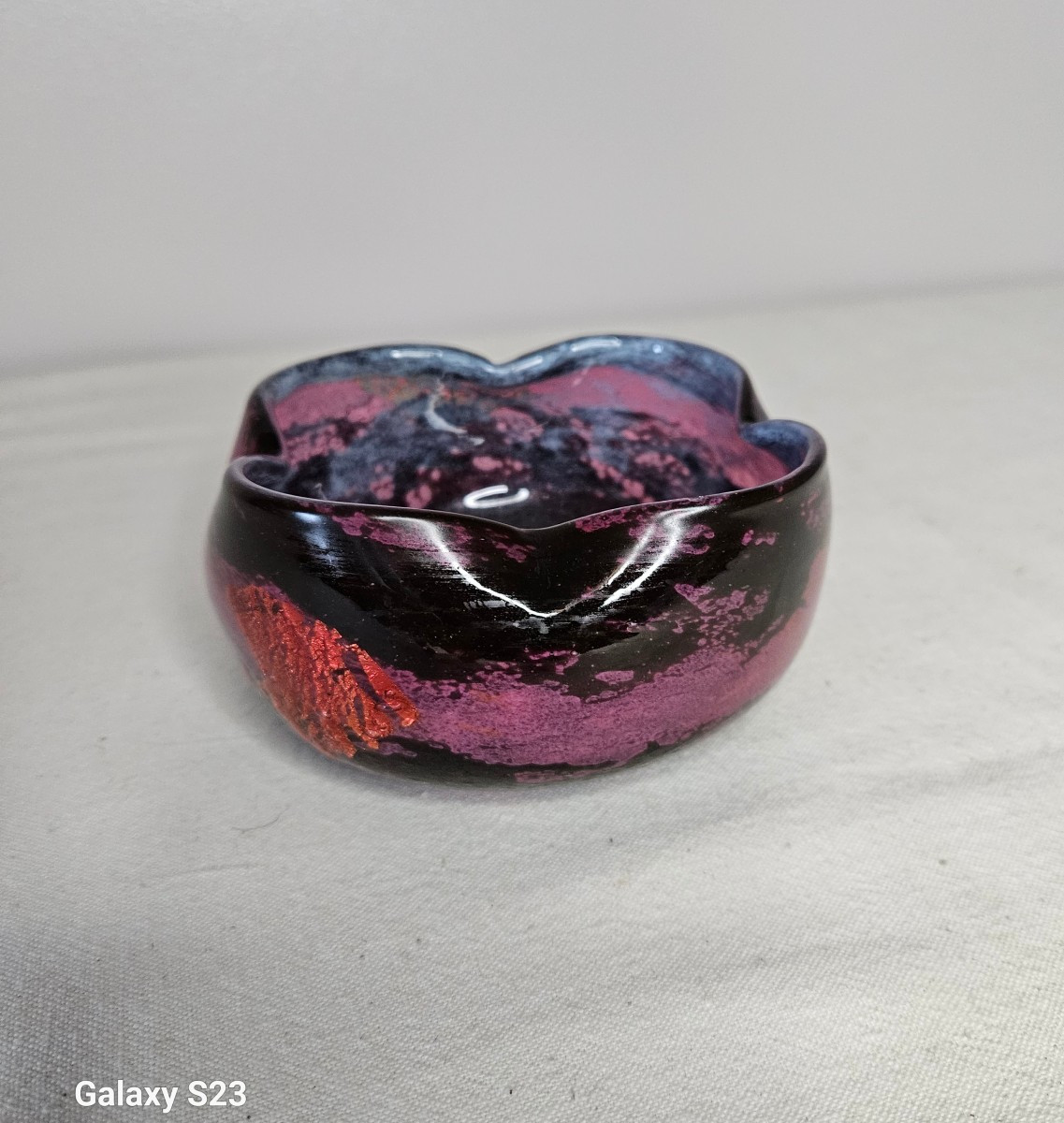 Proantic: Daum Nancy Petite Coupe, Polylobed Bowl With Hot Pinched Nec