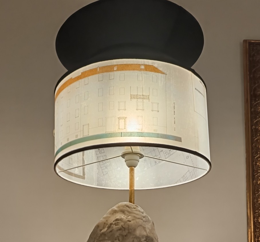 Proantic: Lamp With Plaster Head And Smoke-black Finish, Lampshade Wit