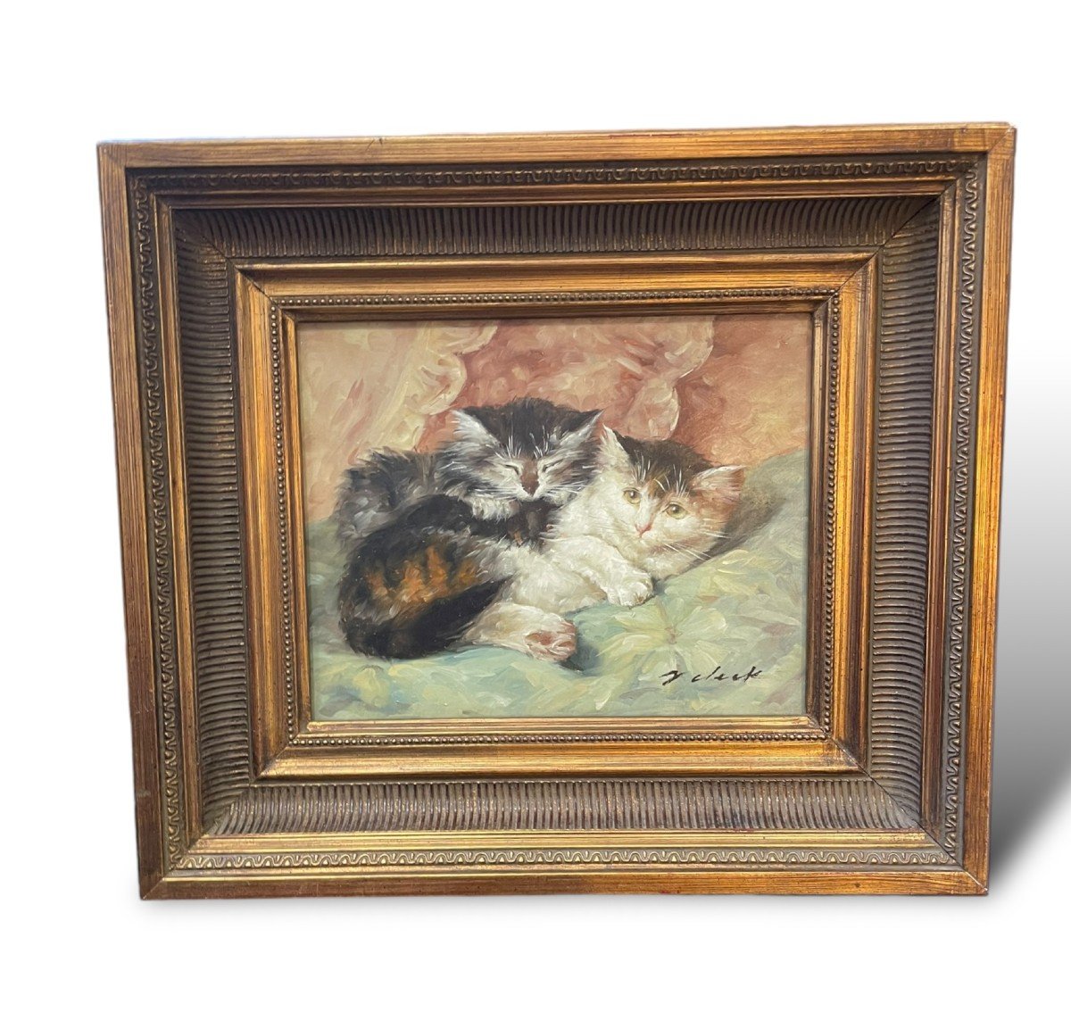 Proantic: Cats Oil On Canvas Signed J. Clech