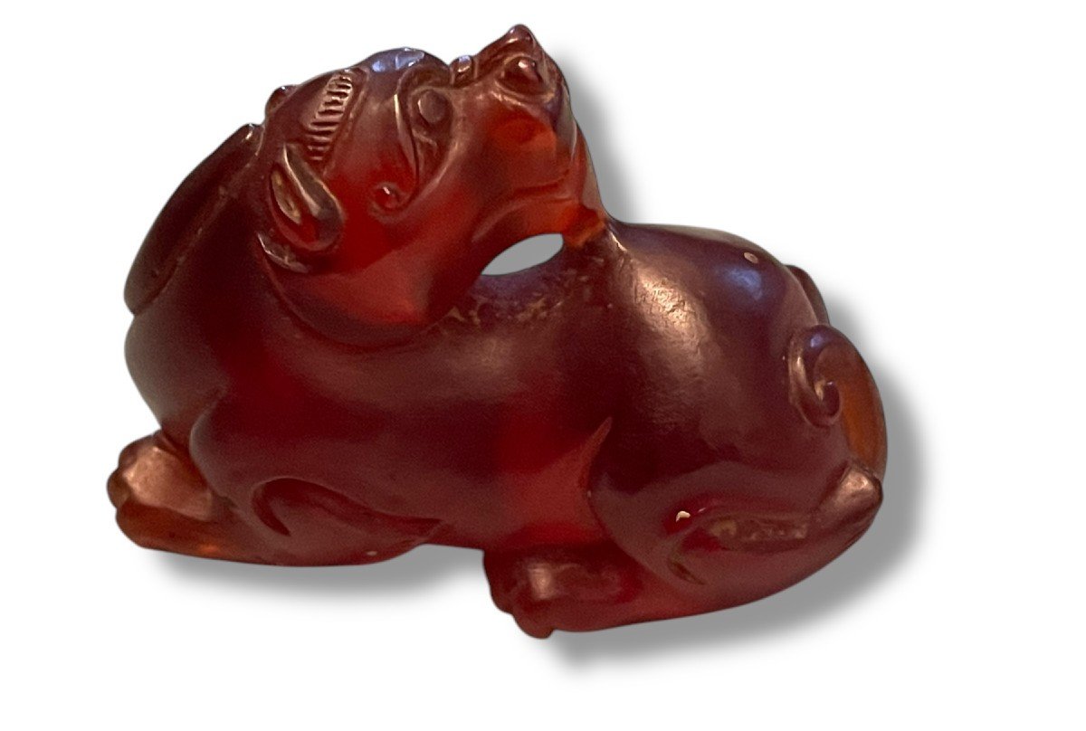 Proantic: China Carved Carnelian Dragon Fo Dog