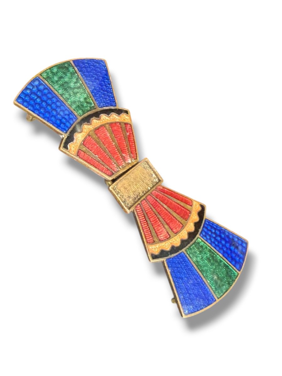 Proantic: Enameled Art Deco Buckle In The Style Of Lucien Hirtz