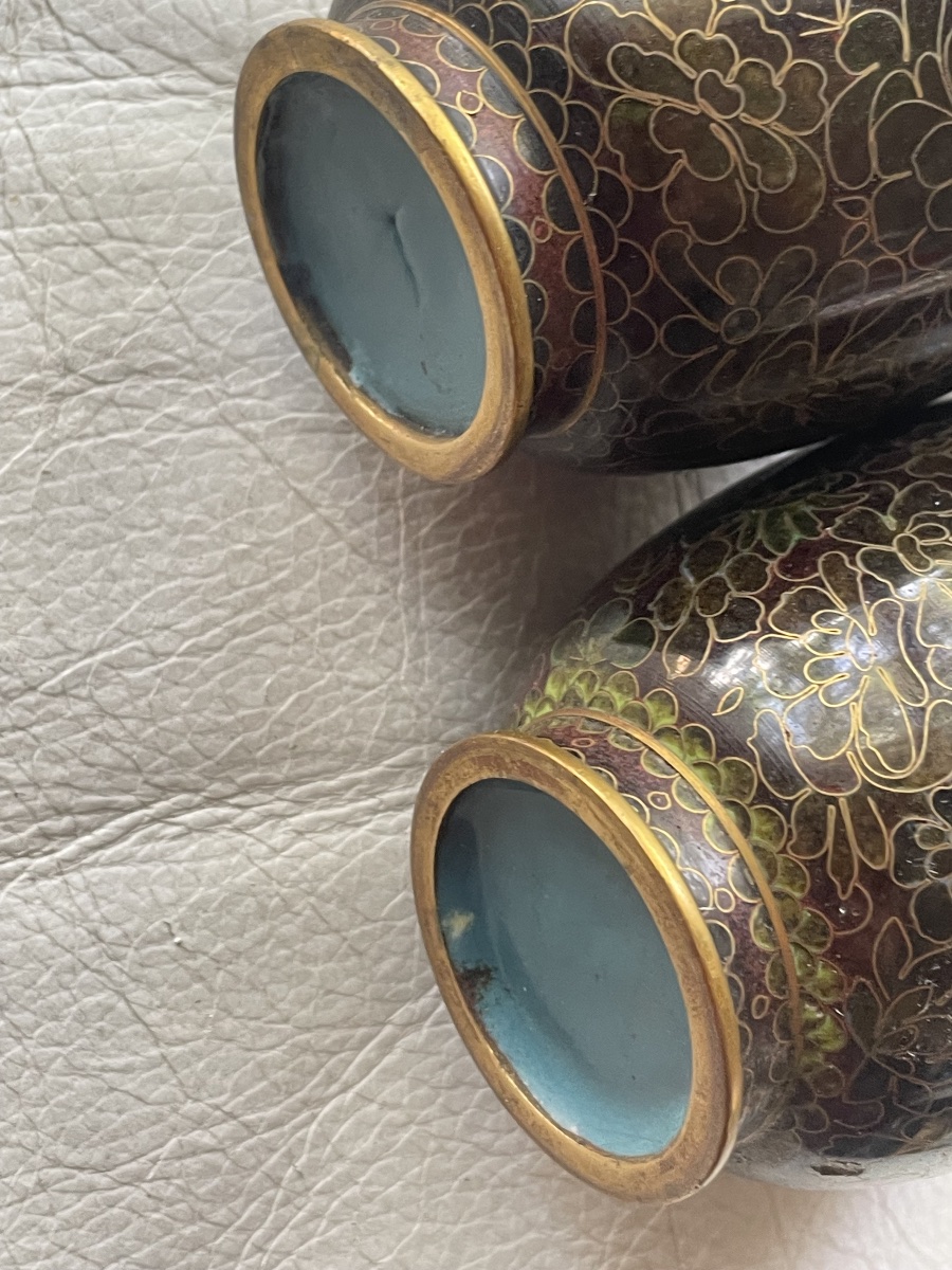 Proantic: Pair Of Asian Cloisonné Vases