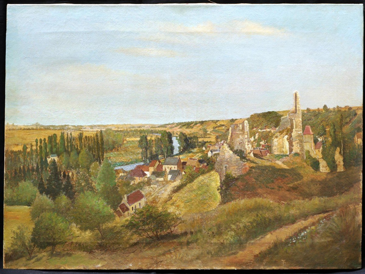Proantic: French School, Late 19th Century, Village And Ruins On The H