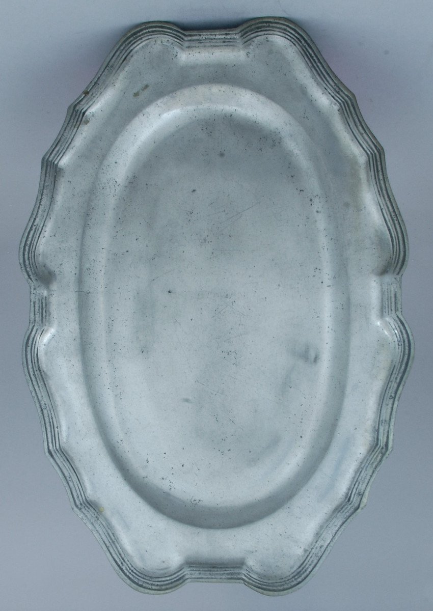 Proantic: Oval Pewter Dish - Rhône Valley, 18th Century