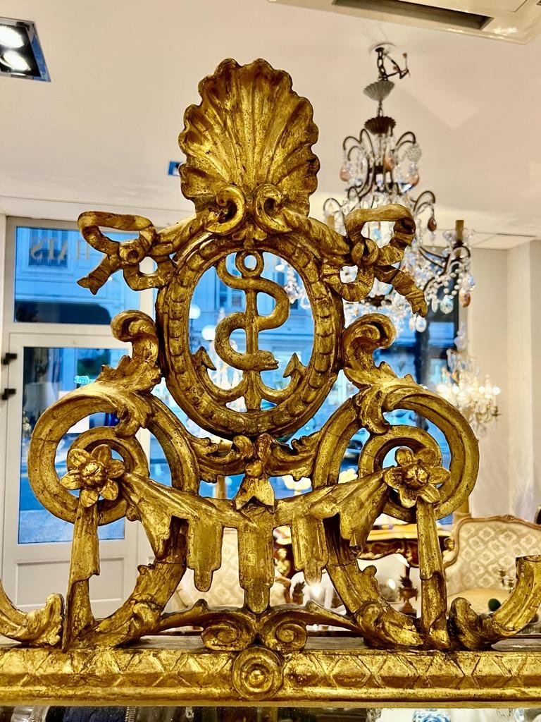 Proantic: Mirror Between Two In Golden Wood Eighteenth Century Italy