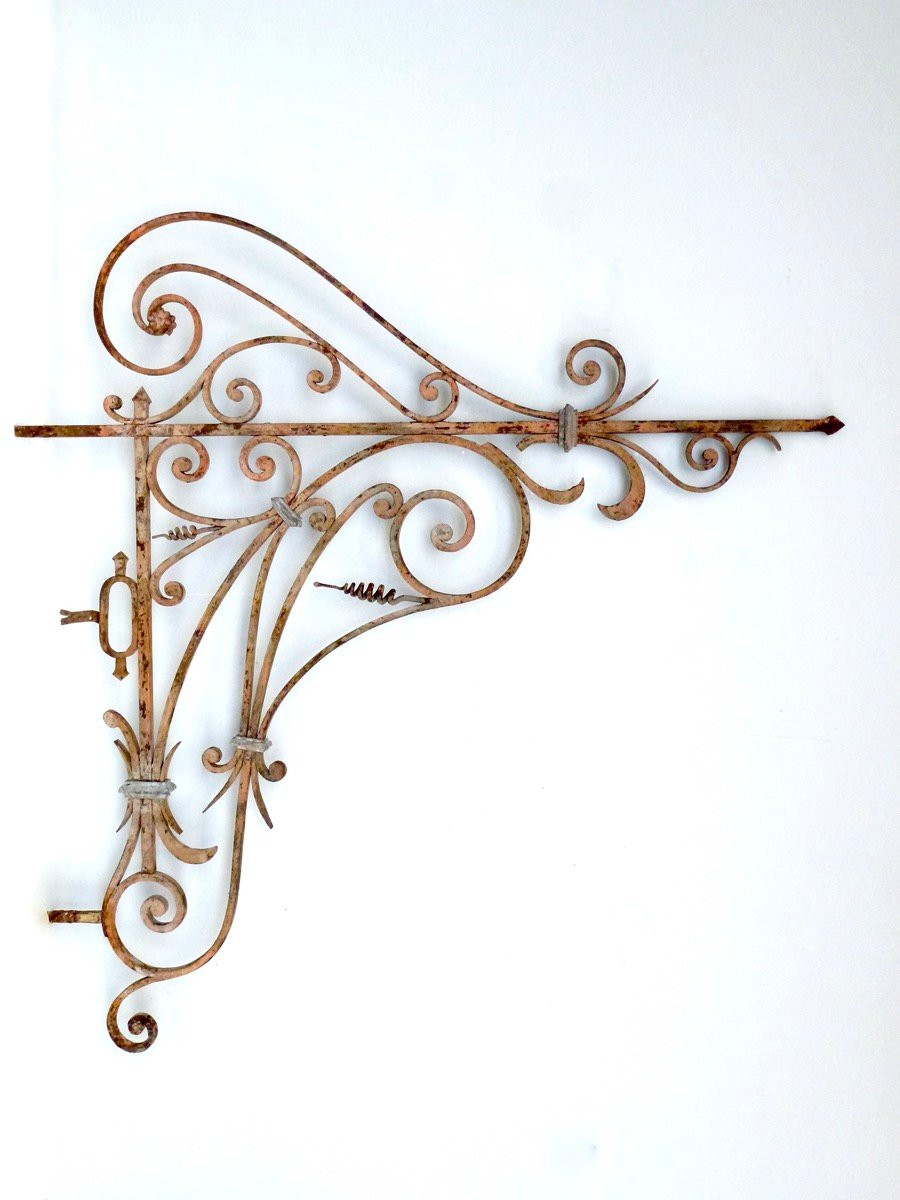 Proantic: Pair Of Wrought Iron Marquise Brackets Or Cantilevers