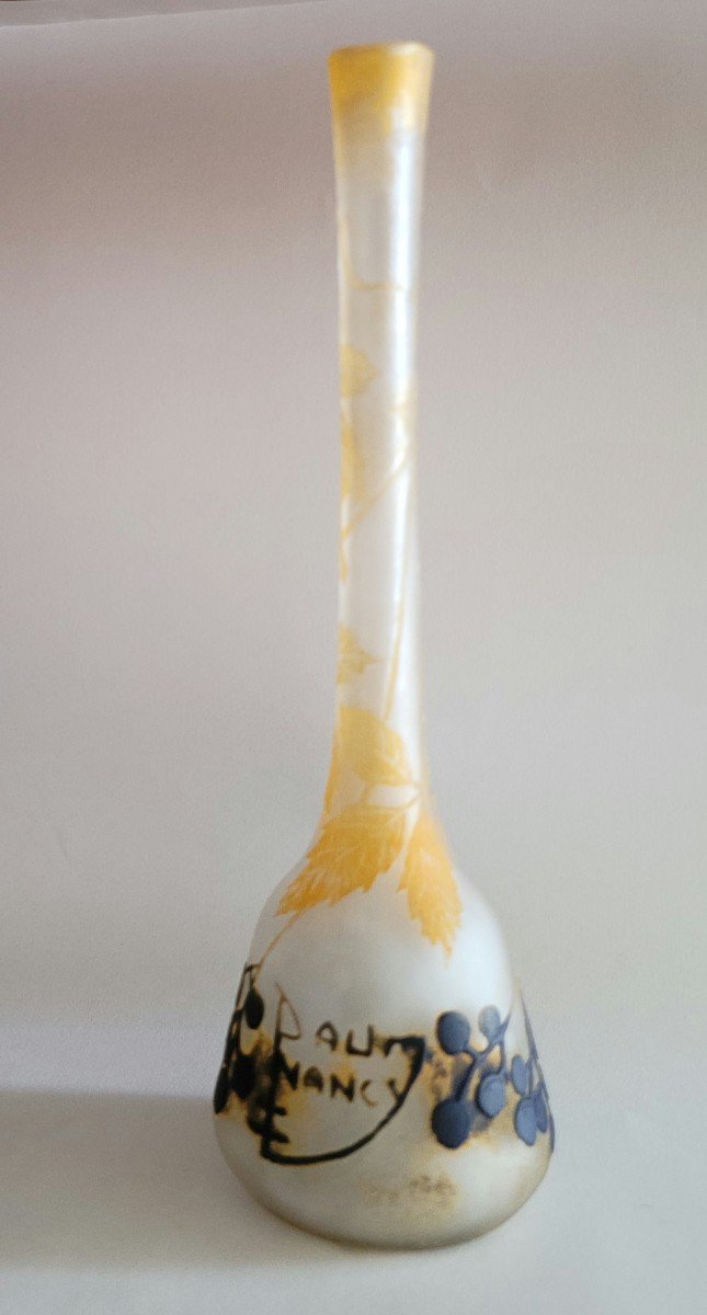Proantic: Daum : Vase Soliflore à Décor De Prunelles Vers 1910