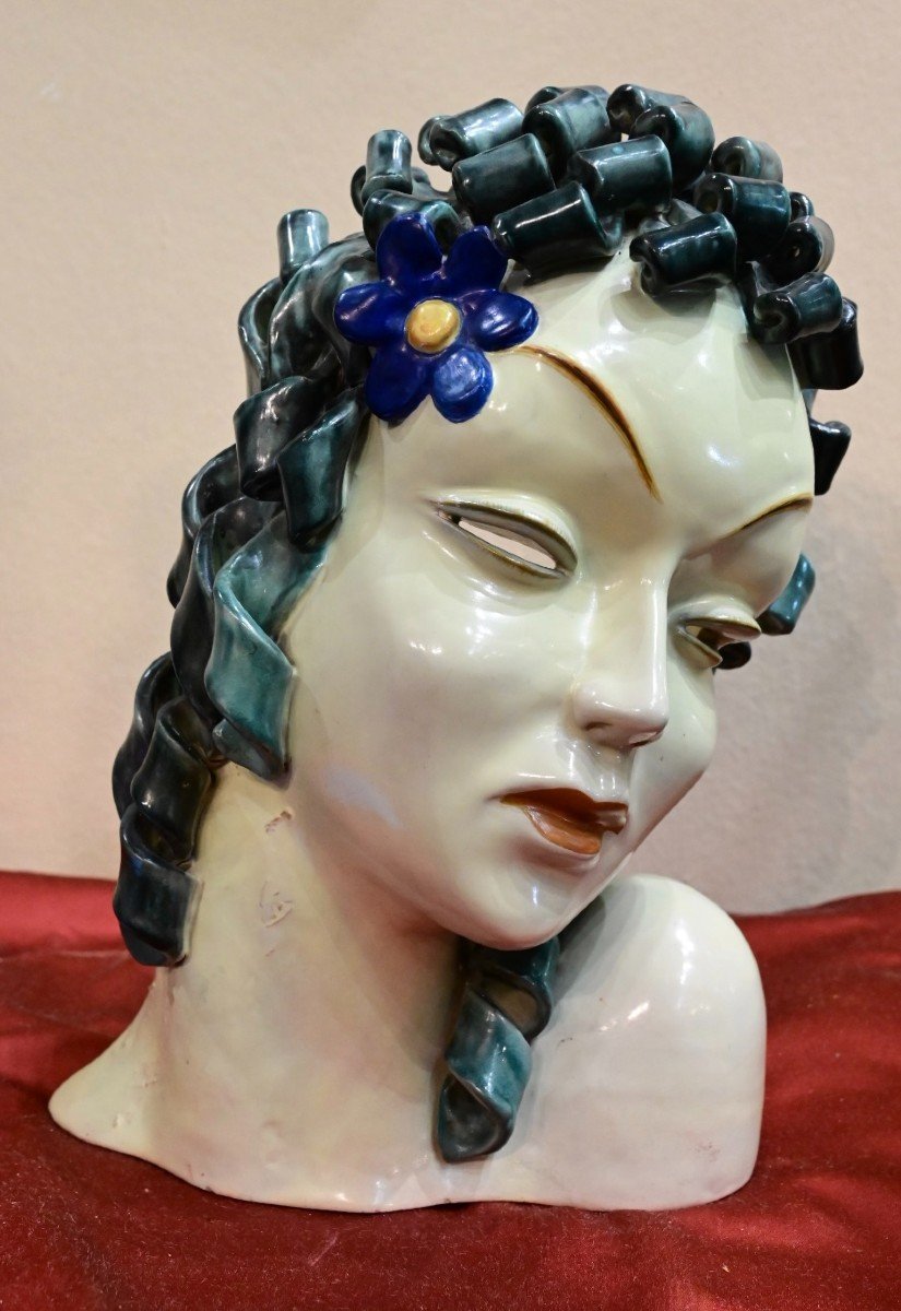 Proantic: Art Deco Ceramic Head - Italy 1930