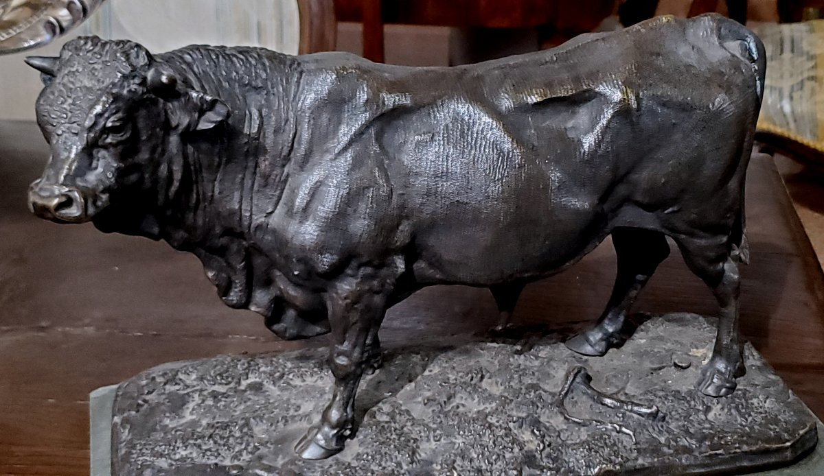 Proantic: Antique Bronze Statue Of A Bull From The Early 1900s