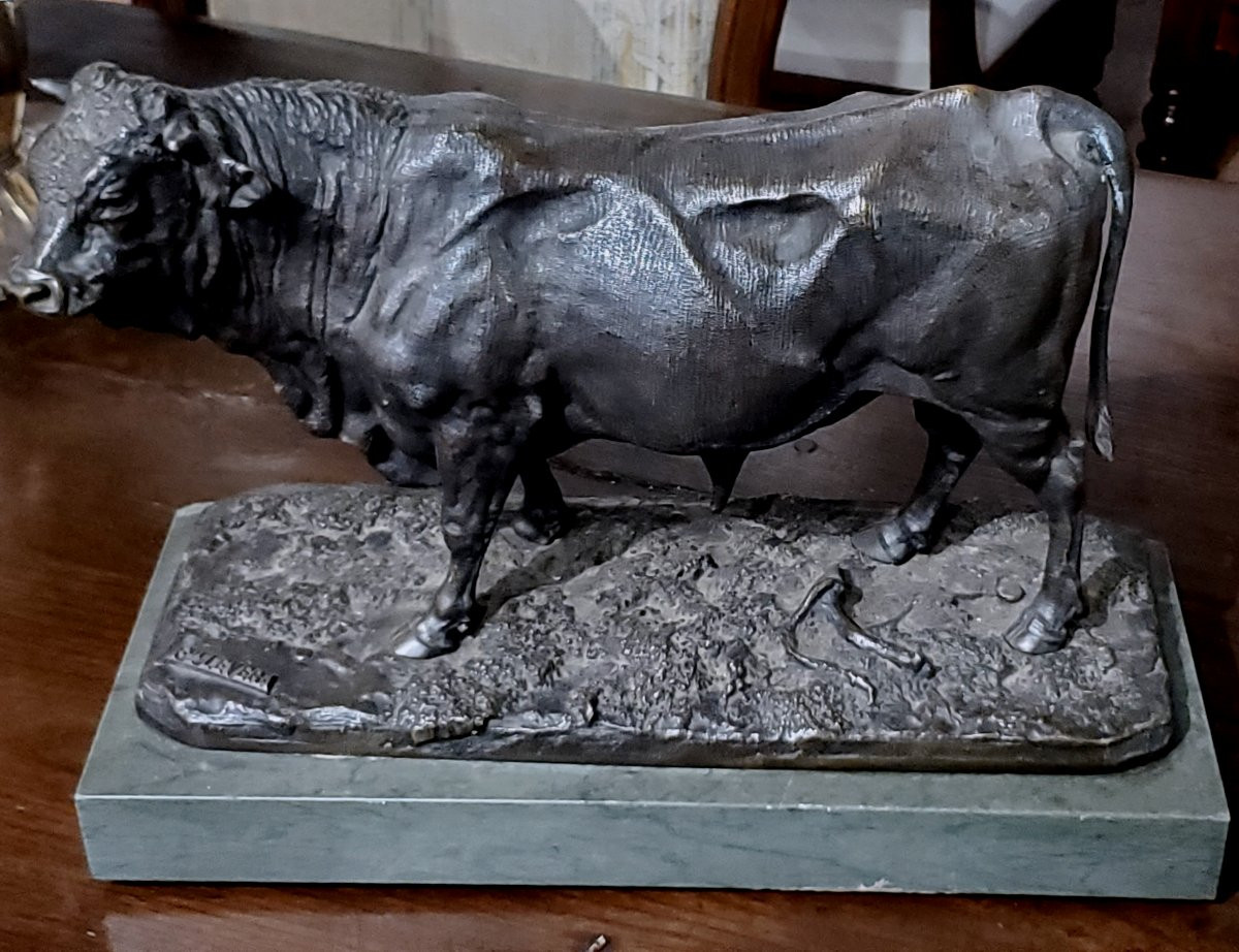 Proantic: Antique Bronze Statue Of A Bull From The Early 1900s