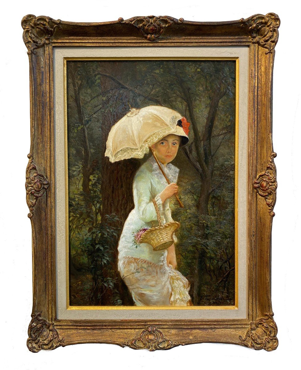 Proantic: Edgar Farasijn (anvers 1858 - 1938) - Jeune Fille à l'Ombre