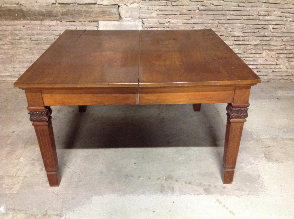 Proantic: Extensible Table In Solid Mahogany Rectangular Headband