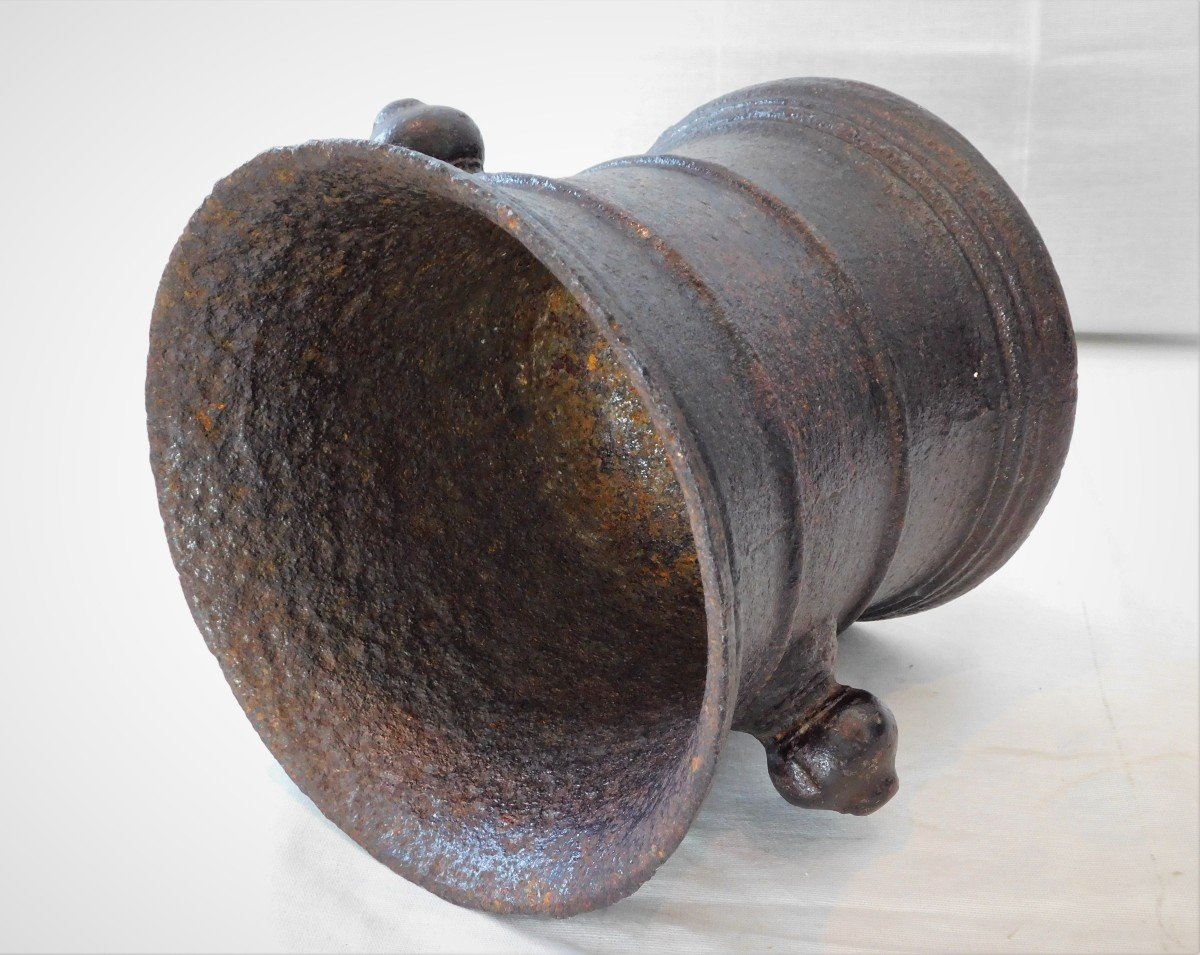 Large Dutch Cast Iron Mortar, Late 17th Century.