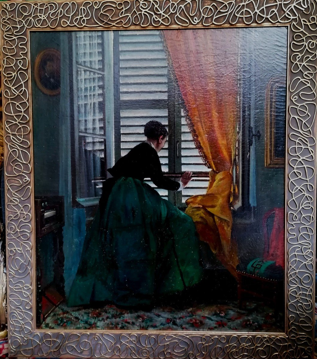 Proantic: Oil On Canvas - Intimate Scene - Young Woman - 19th Century