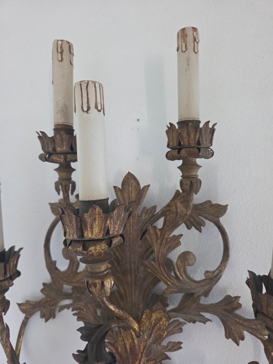 Proantic: Large Gold-plated Metal Wall Sconce....