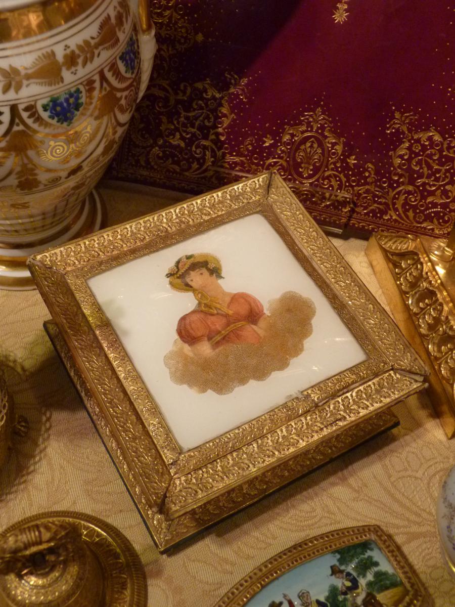 Jewellery Box, When Charles X, Fixed Under Glass Grisette From Paris