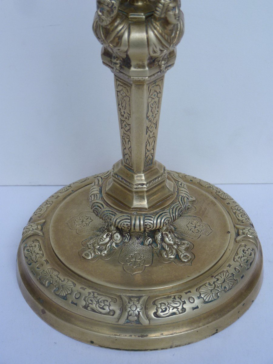 Regency Style Candlestick, To Mount As A Lamp, Gilt Bronze, 19th Centu