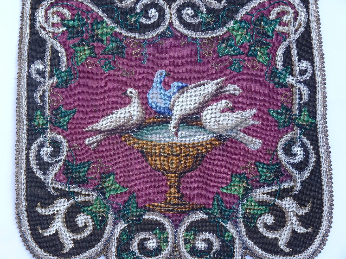 The Doves Of Pliny, Beaded Embroidery, England Victorian Period