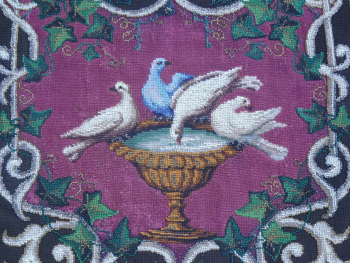 The Doves Of Pliny, Beaded Embroidery, England Victorian Period